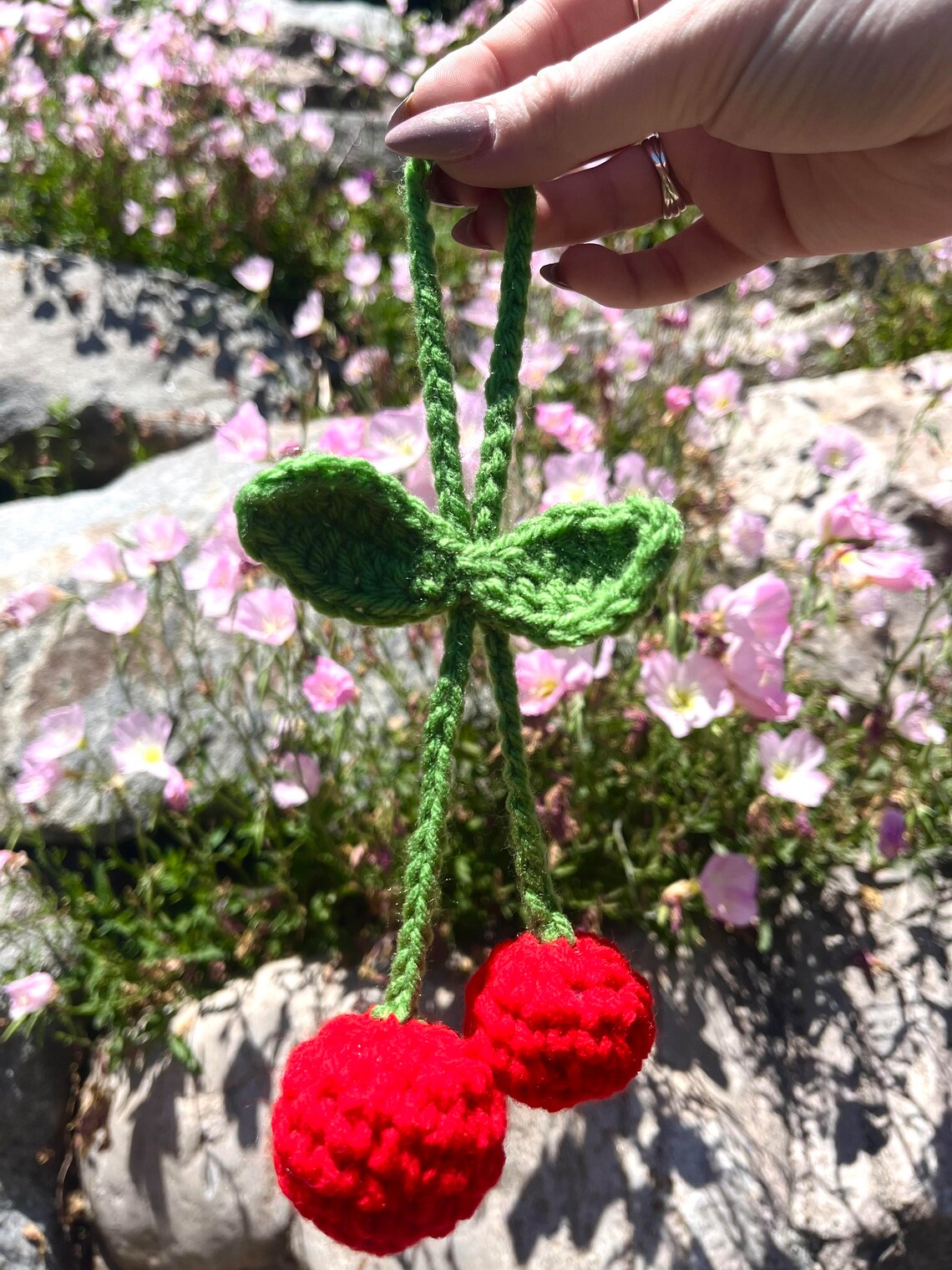 Cherry Crochet Rear View Mirror Accessory - Etsy