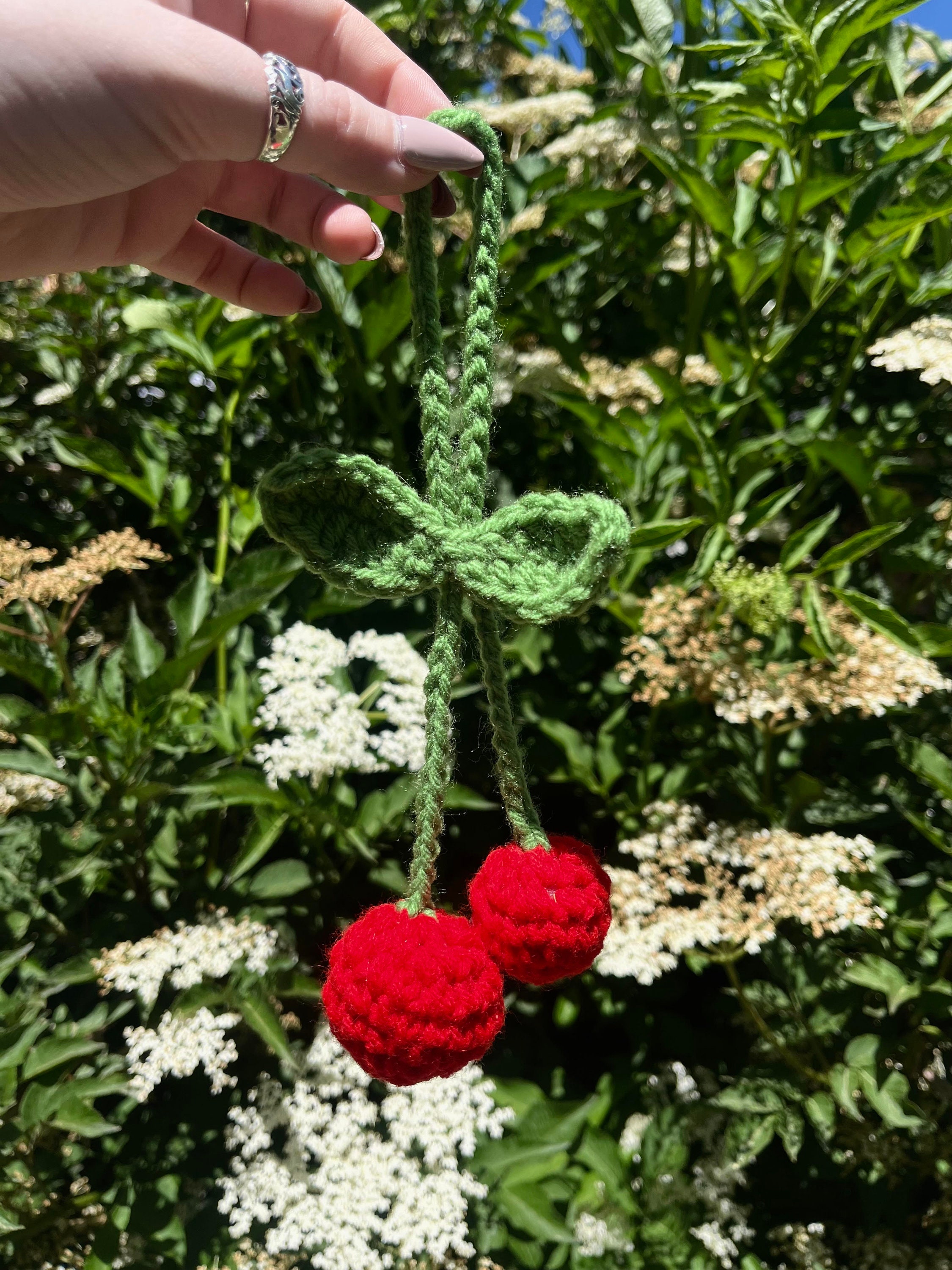 Cherry Crochet Rear View Mirror Accessory - Etsy
