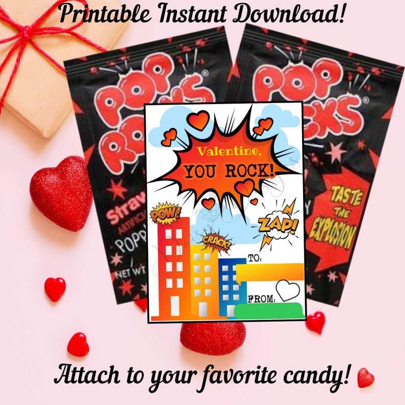Valentine Card Printable Instant Download YOU ROCK! - Etsy