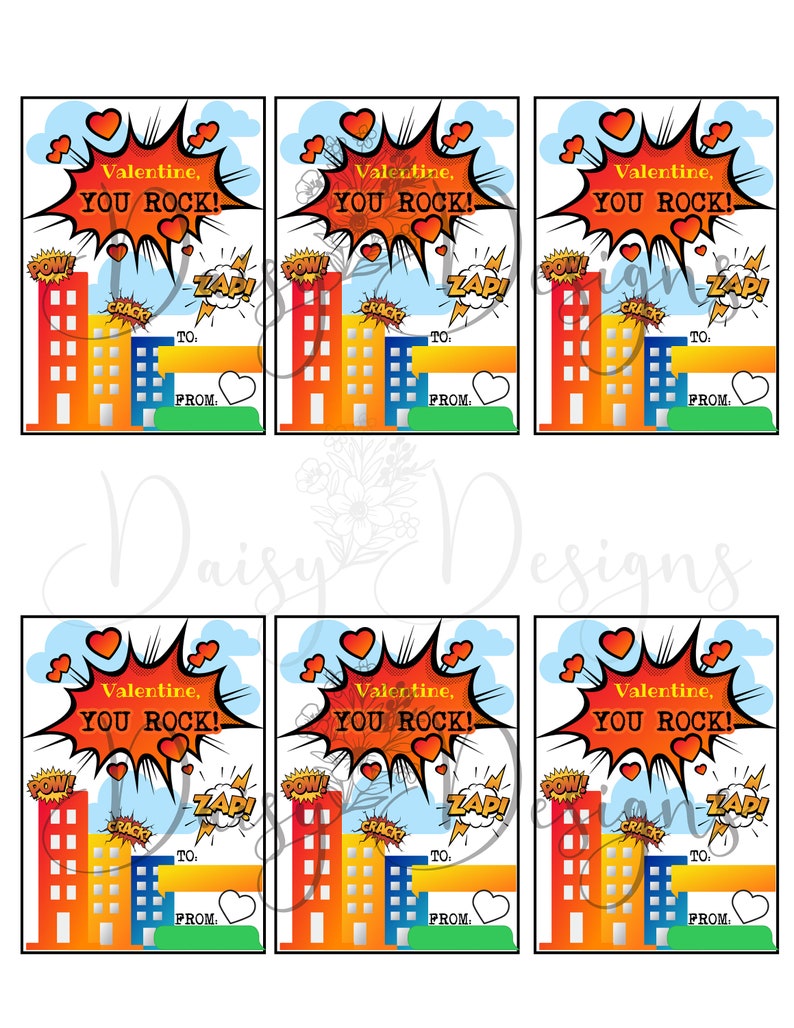 Valentine Card Printable Instant Download YOU ROCK! - Etsy