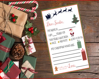 Letter to Santa Printable Fill-in-the-blank Letter to Santa Santa ...