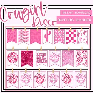 Cowgirl Disco Bunting Banner, Cowgirl Disco Theme, Let's Go Girls ...