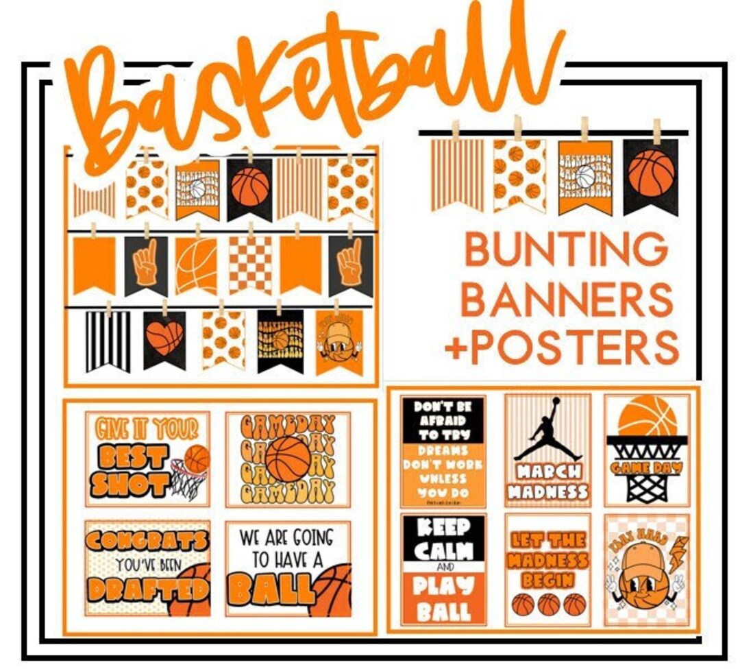 Basketball Banners, Basketball Posters, March Madness Themed Decor ...