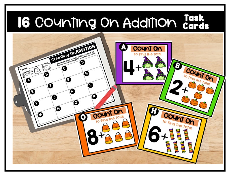 Halloween Count to Add Cards, Numbers 1-20 Count Activity, 1-15 ...