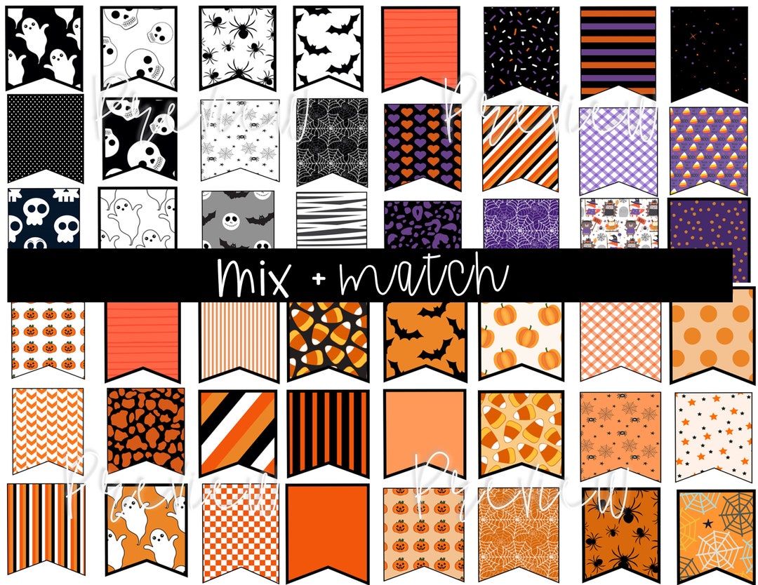 50+ Halloween Pennant Designs, Halloween Party Bunting Banner, Instant ...