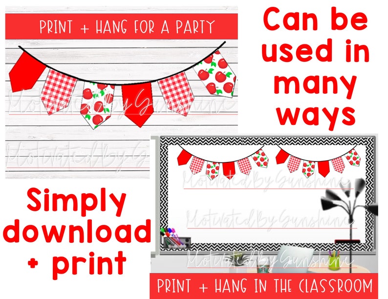 Apple Party Bunting Banner Digital Download Printable - Etsy