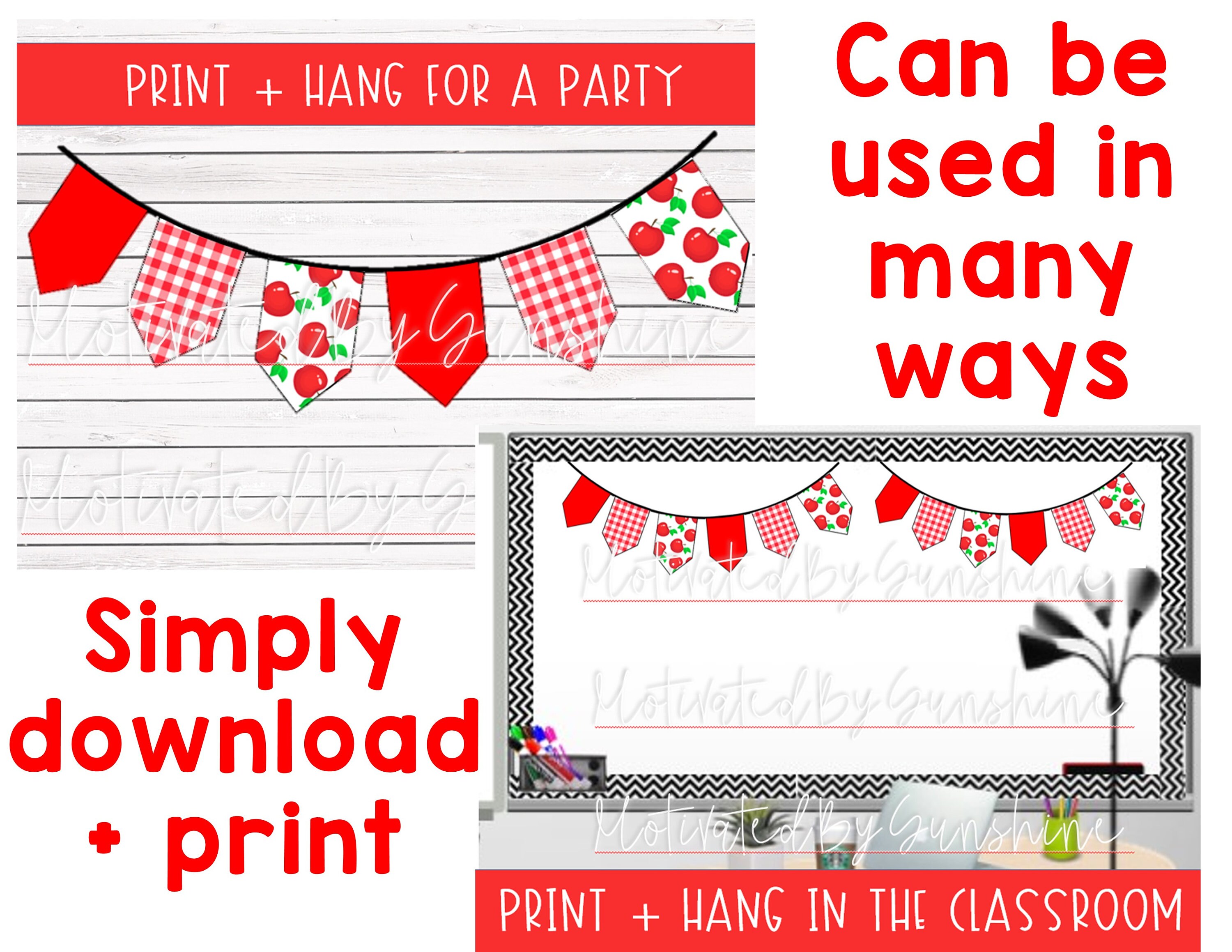 Apple Party Bunting Banner Digital Download Printable - Etsy