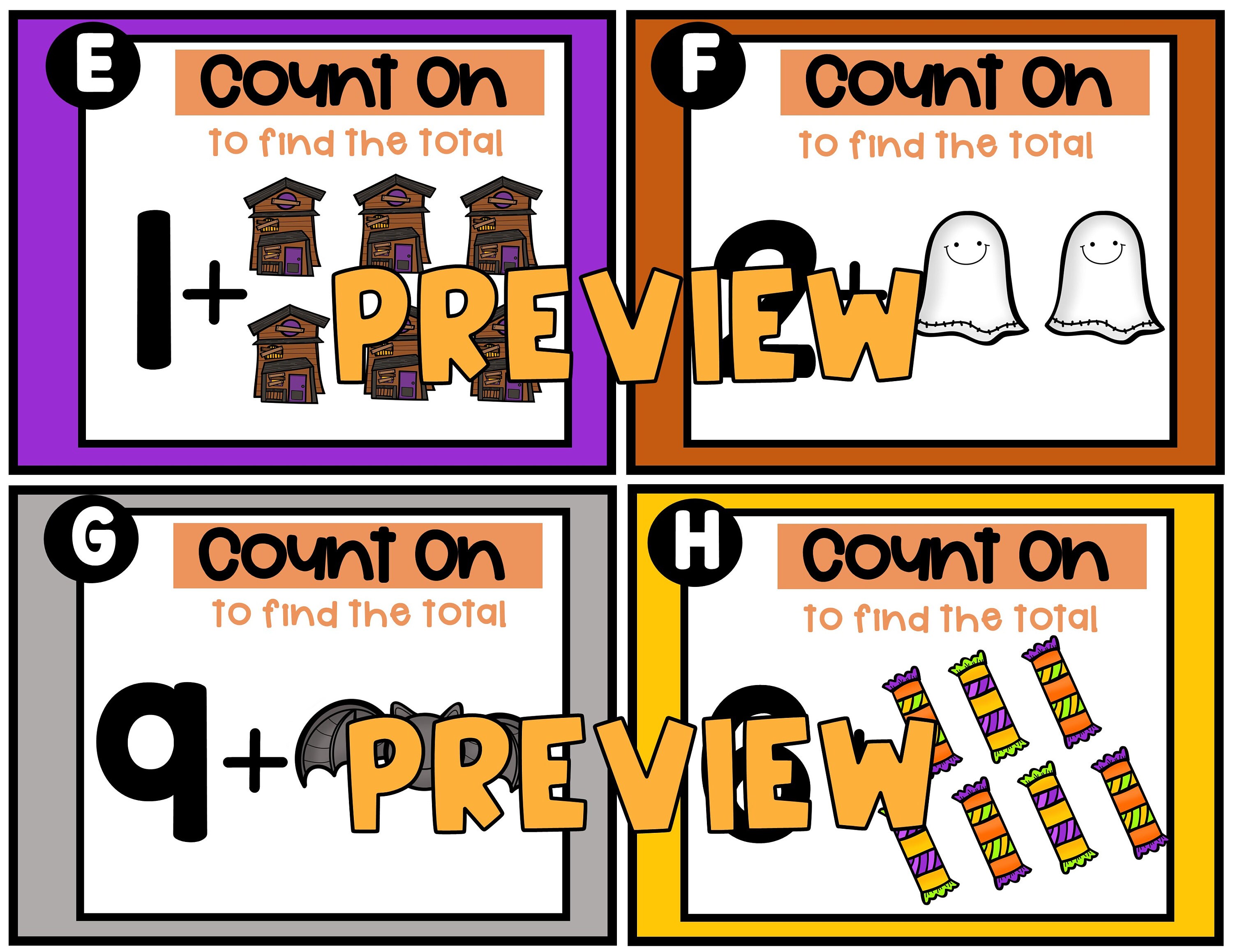 Halloween Count to Add Cards, Numbers 1-20 Count Activity, 1-15 ...