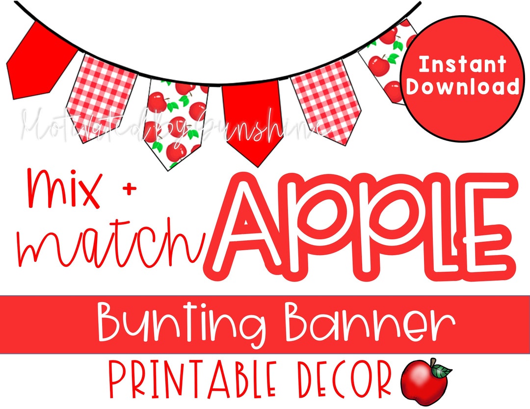 Apple Party Bunting Banner Digital Download Printable - Etsy