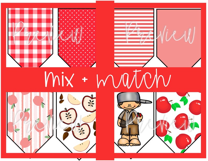 Apple Party Bunting Banner Digital Download Printable - Etsy