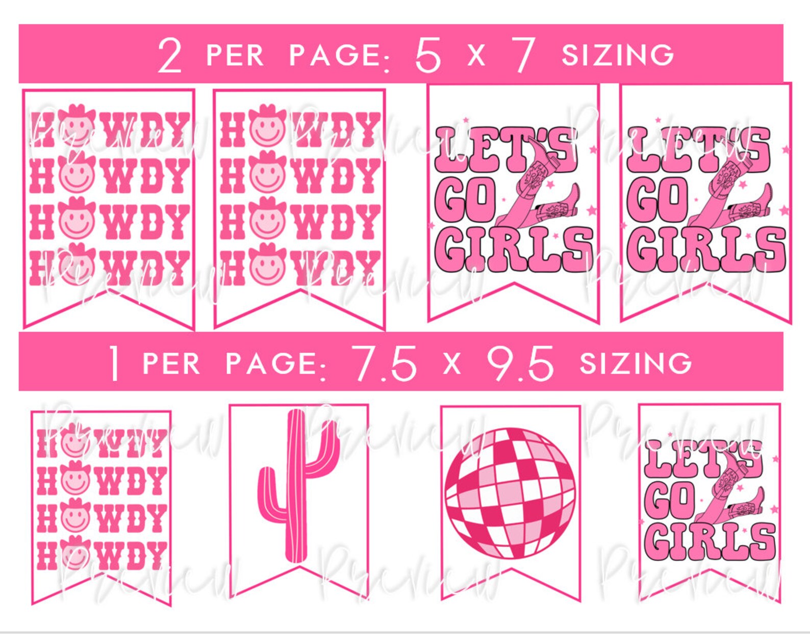 Cowgirl Disco Bunting Banner, Cowgirl Disco Theme, Let's Go Girls ...