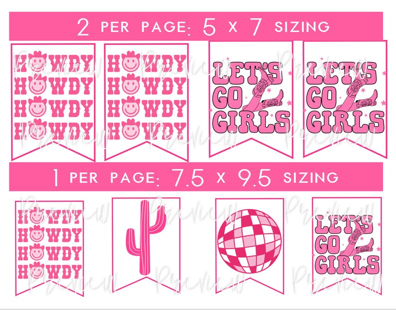 Cowgirl Disco Bunting Banner, Cowgirl Disco Theme, Let's Go Girls ...