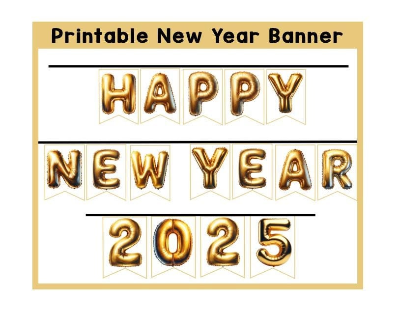 2025 New Year Balloon Banner, Bunting Banner, Happy New Year, New Years ...