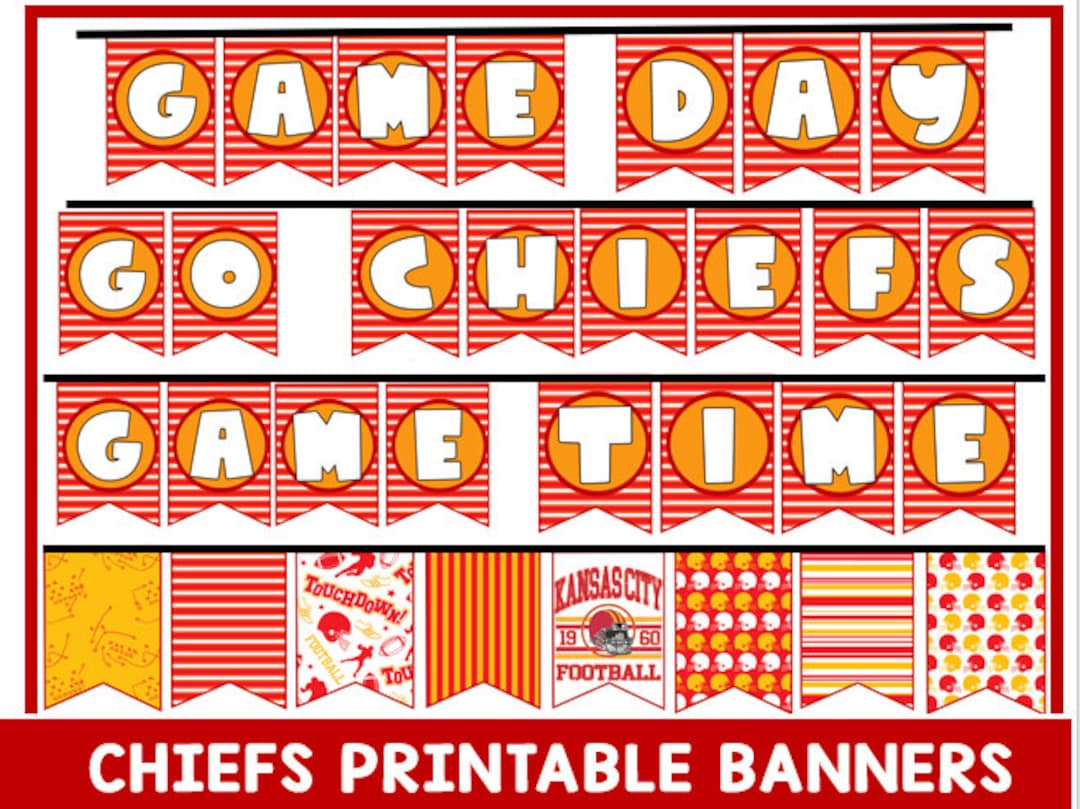Cheifs Banner, Chiefs Superbowl Banner, Printable Superbowl Bunting ...