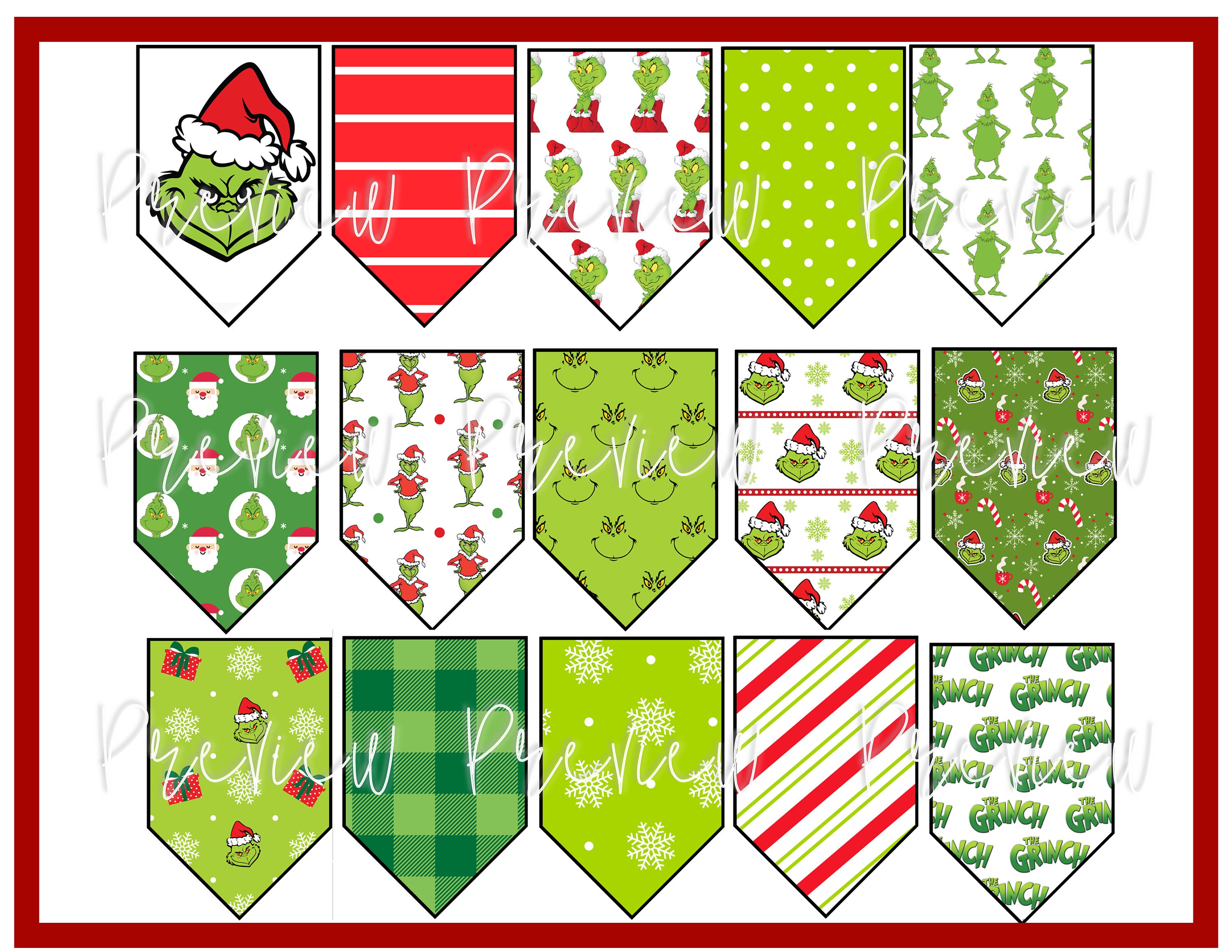 Grinch Banner, Grinch Bunting Banner, Grinch Day Banner, Grinch Party ...