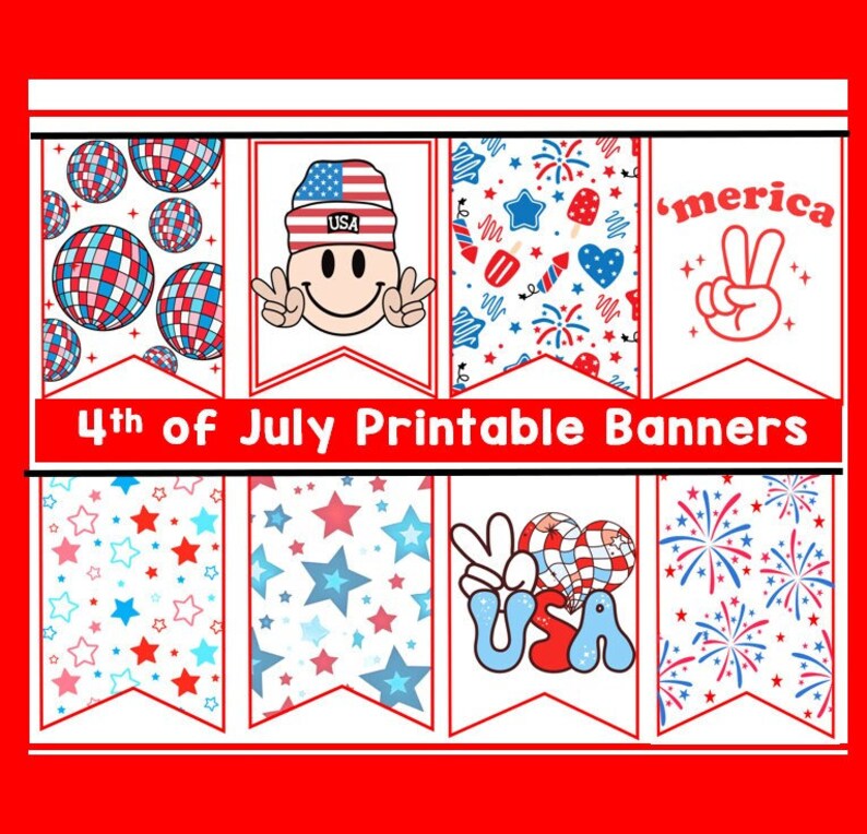 4th of July Printable Banner, Fourth of July Banner, Printable 4th of ...