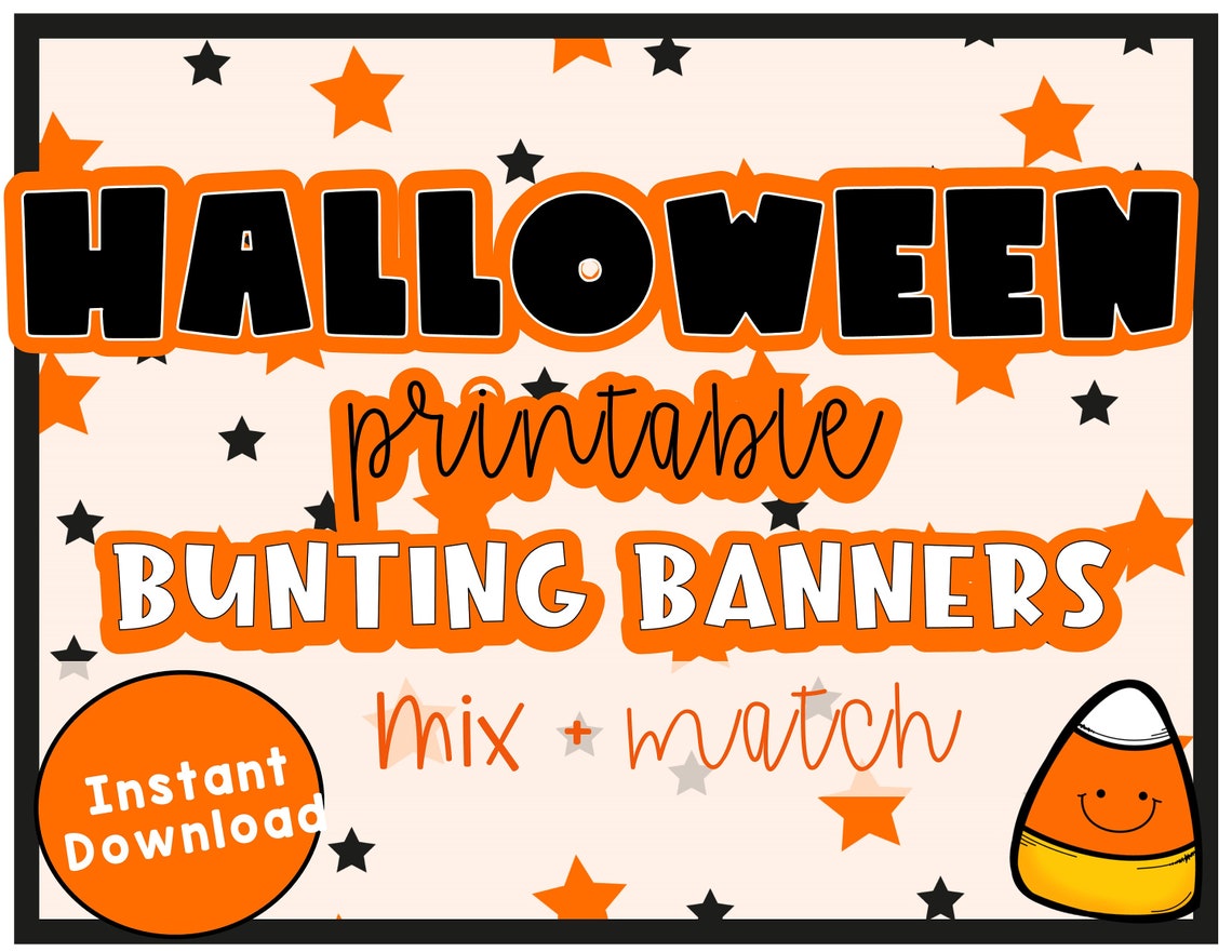 50+ Halloween Pennant Designs, Halloween Party Bunting Banner, Instant ...
