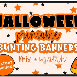 50+ Halloween Pennant Designs, Halloween Party Bunting Banner, Instant ...