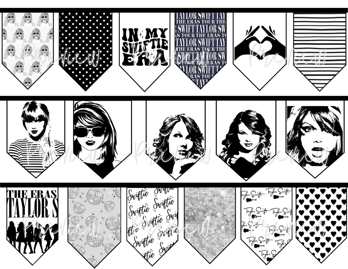 Taylor Swift Inspired Printable Black & White Party Banner - Etsy