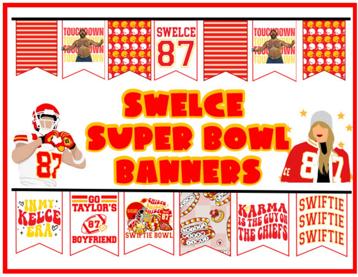 Taylor Swift Travis Kelce Banner, SWELCE Banner, Chiefs Banner, Super ...