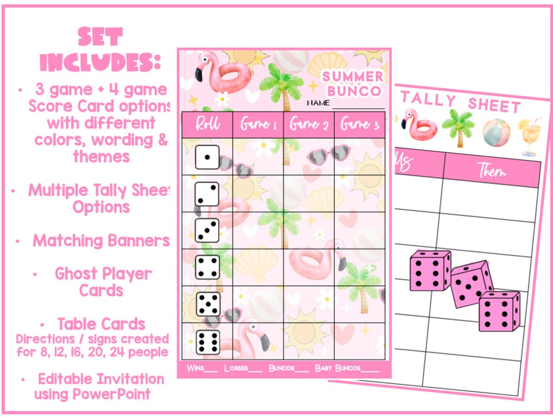 Summer BUNCO, Pool Party BUNCO, Bunco Night, Bunco Party, Summer Theme ...