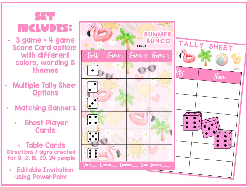 Summer BUNCO, Pool Party BUNCO, Bunco Night, Bunco Party, Summer Theme ...