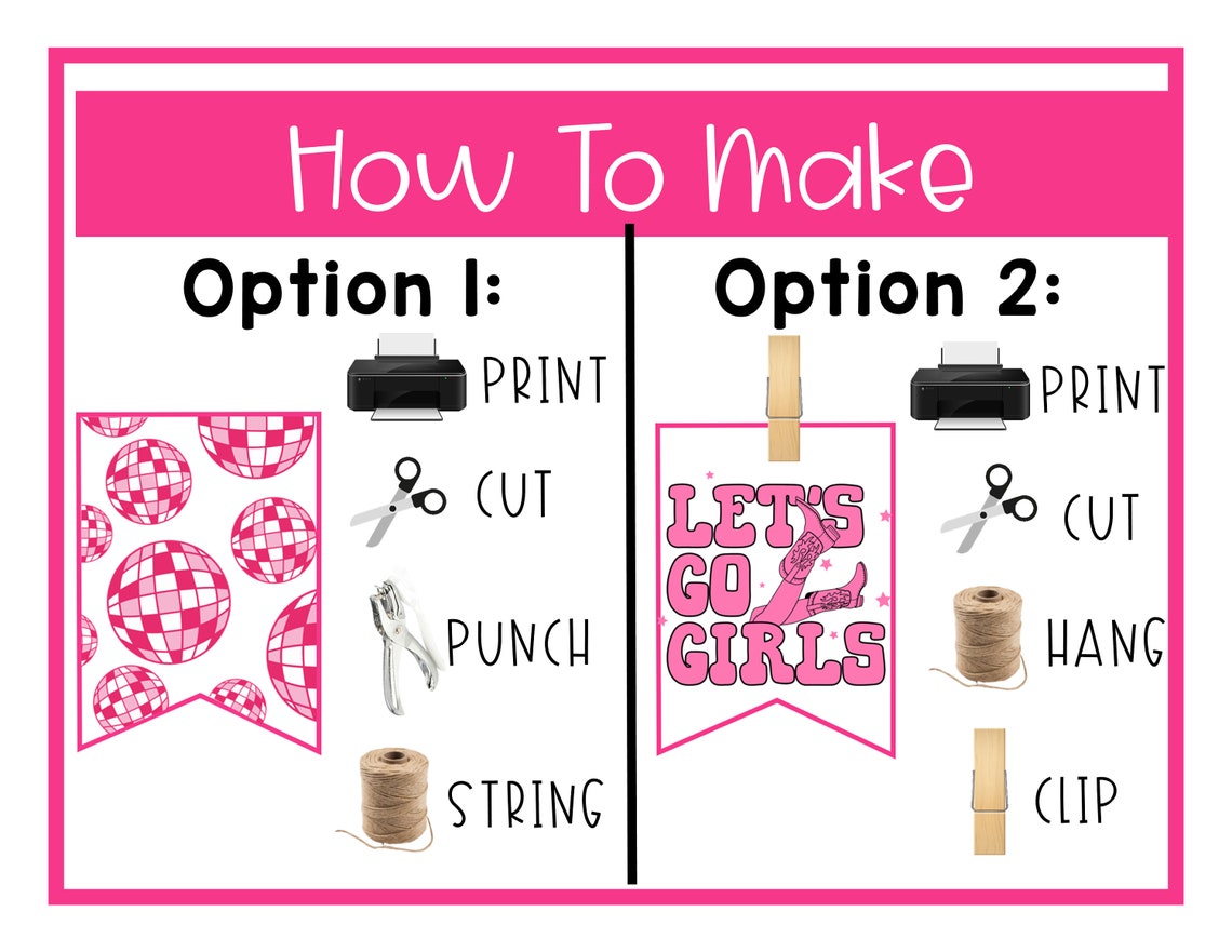 Cowgirl Disco Bunting Banner, Cowgirl Disco Theme, Let's Go Girls ...