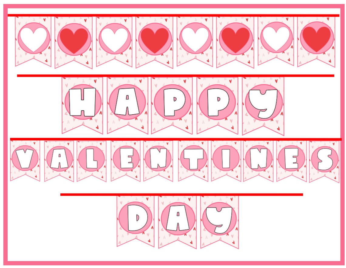 Pink Valentine's Day Banner, Happy Valentine's Day, Valentine Banner ...
