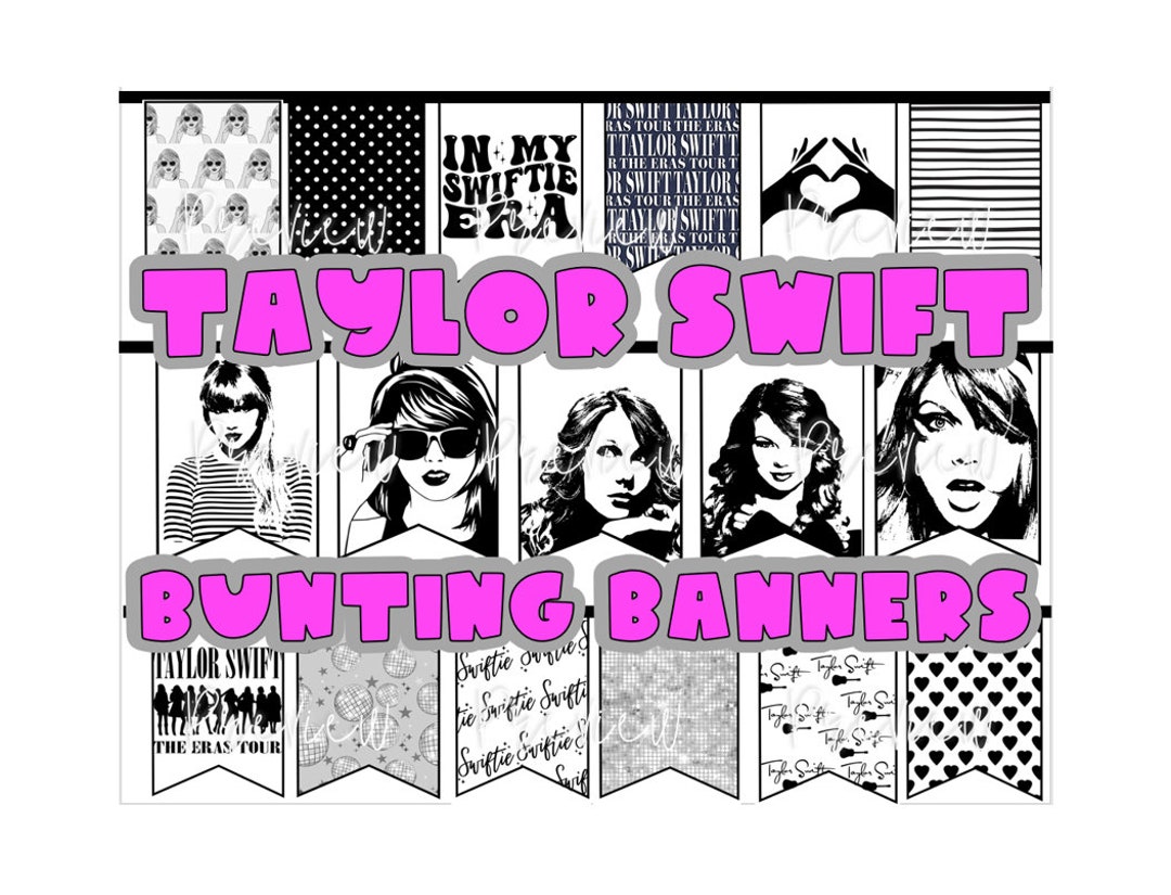 Taylor Swift Inspired Printable Black & White Party Banner, Tswift ...