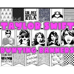 Taylor Swift Inspired Printable Black & White Party Banner, Tswift ...