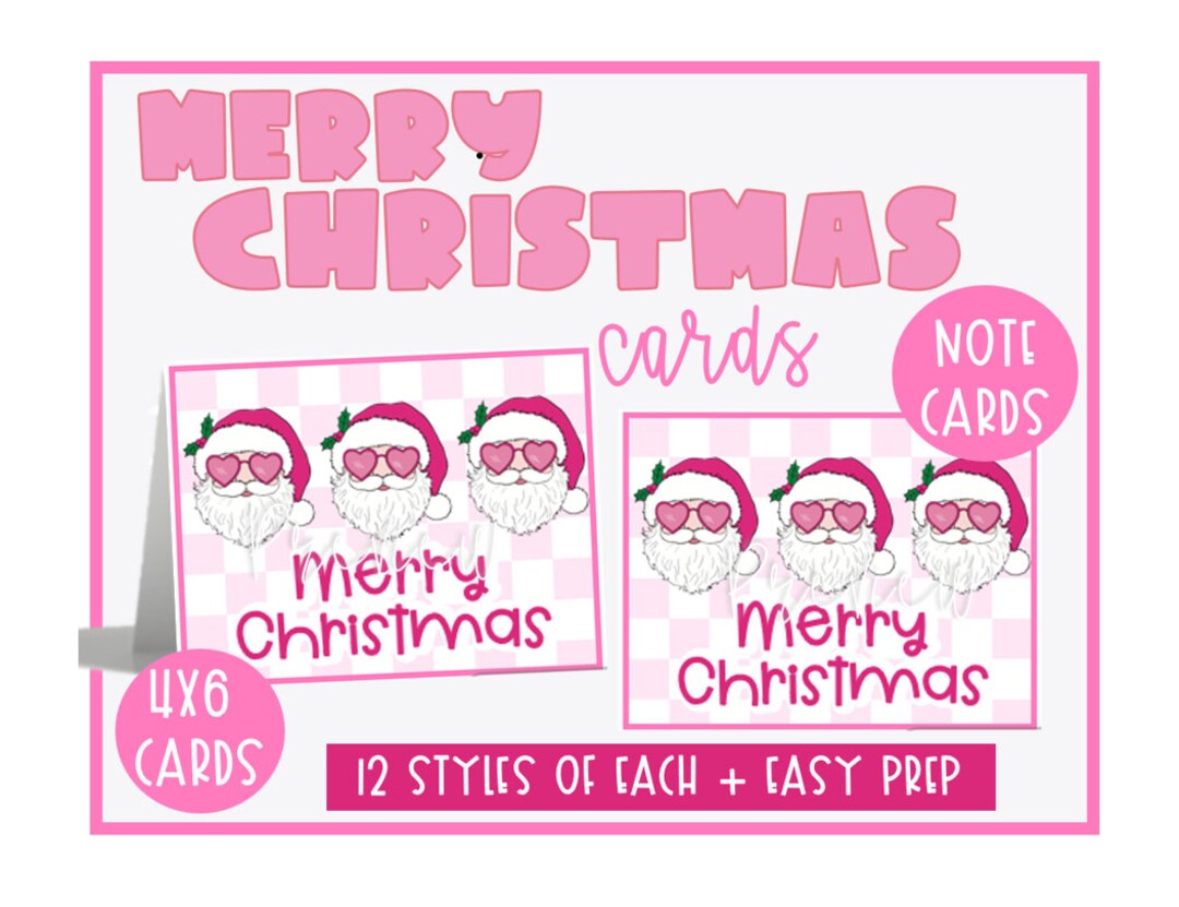 Merry Christmas Cards, Printable Cards, Pink Christmas, Christmas Card ...