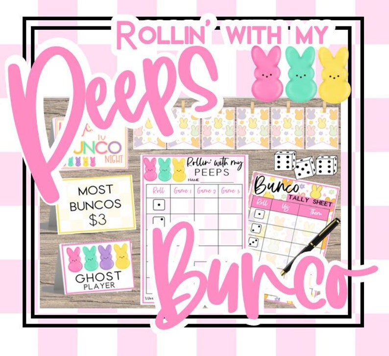 Spring Bunco, Rollin' With My Peeps Bunco, Bunco Cards, Easter Bunco ...