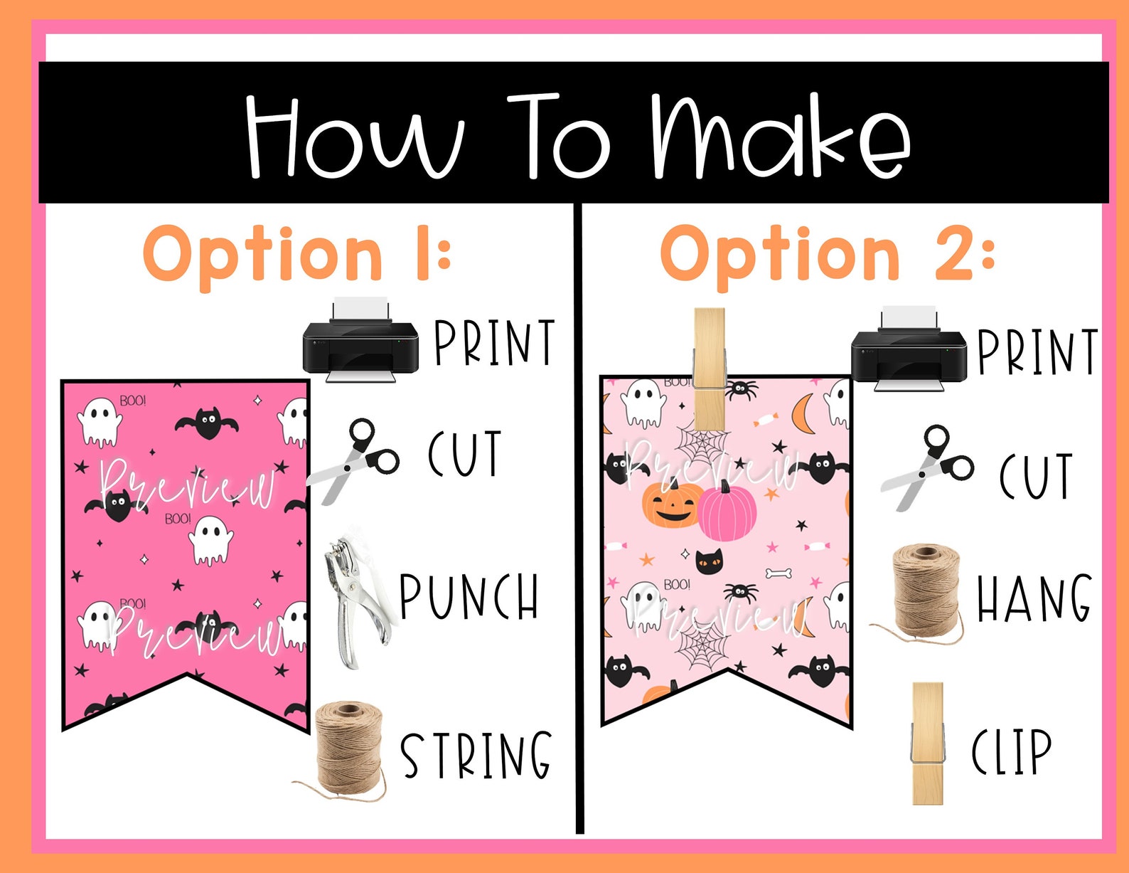 Cute Halloween Bunting Party Banner Printable, Instant Download, Banner ...