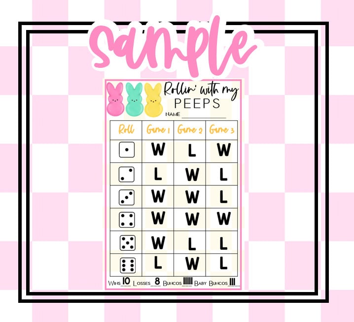 Spring Bunco, Rollin' With My Peeps Bunco, Bunco Cards, Easter Bunco ...