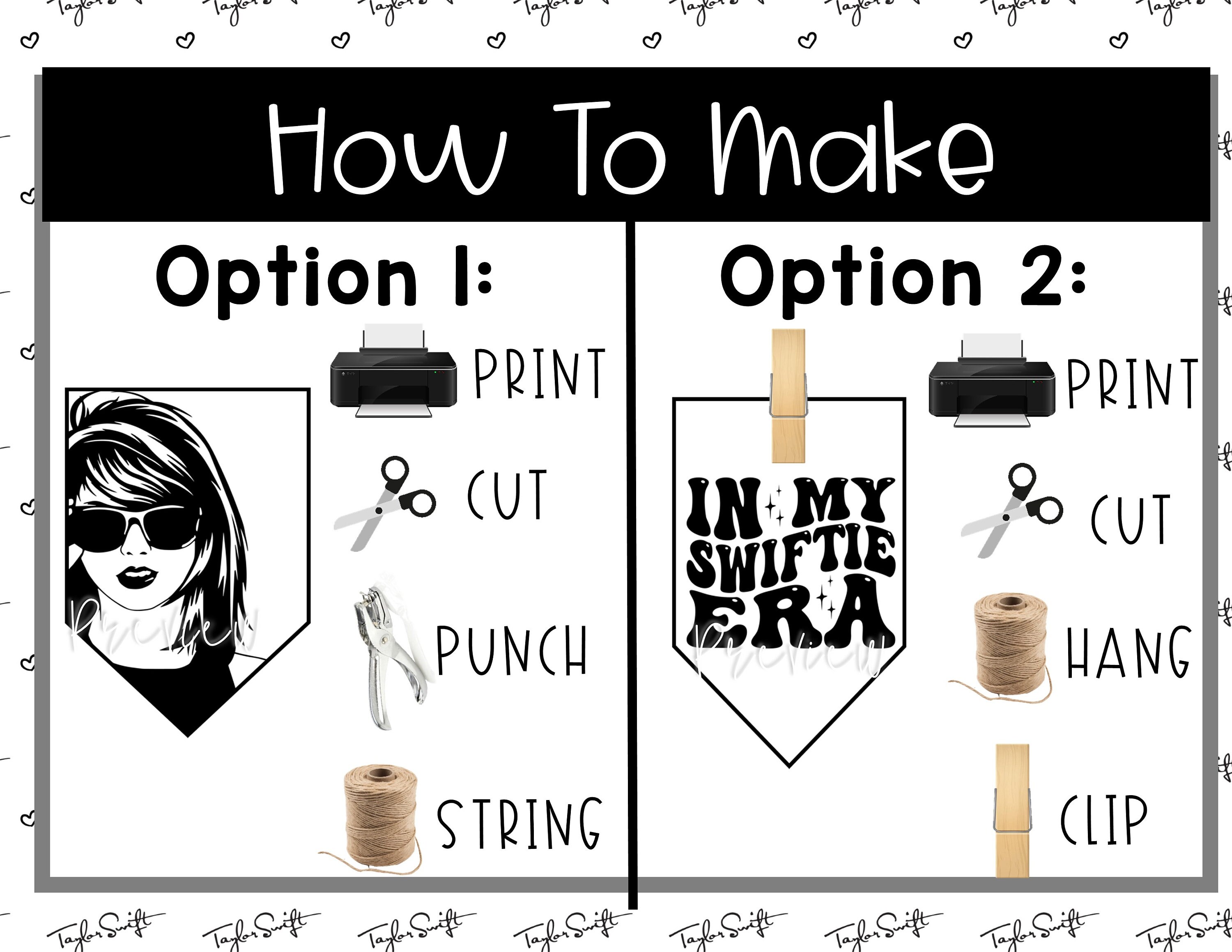 Taylor Swift Inspired Printable Black & White Party Banner - Etsy