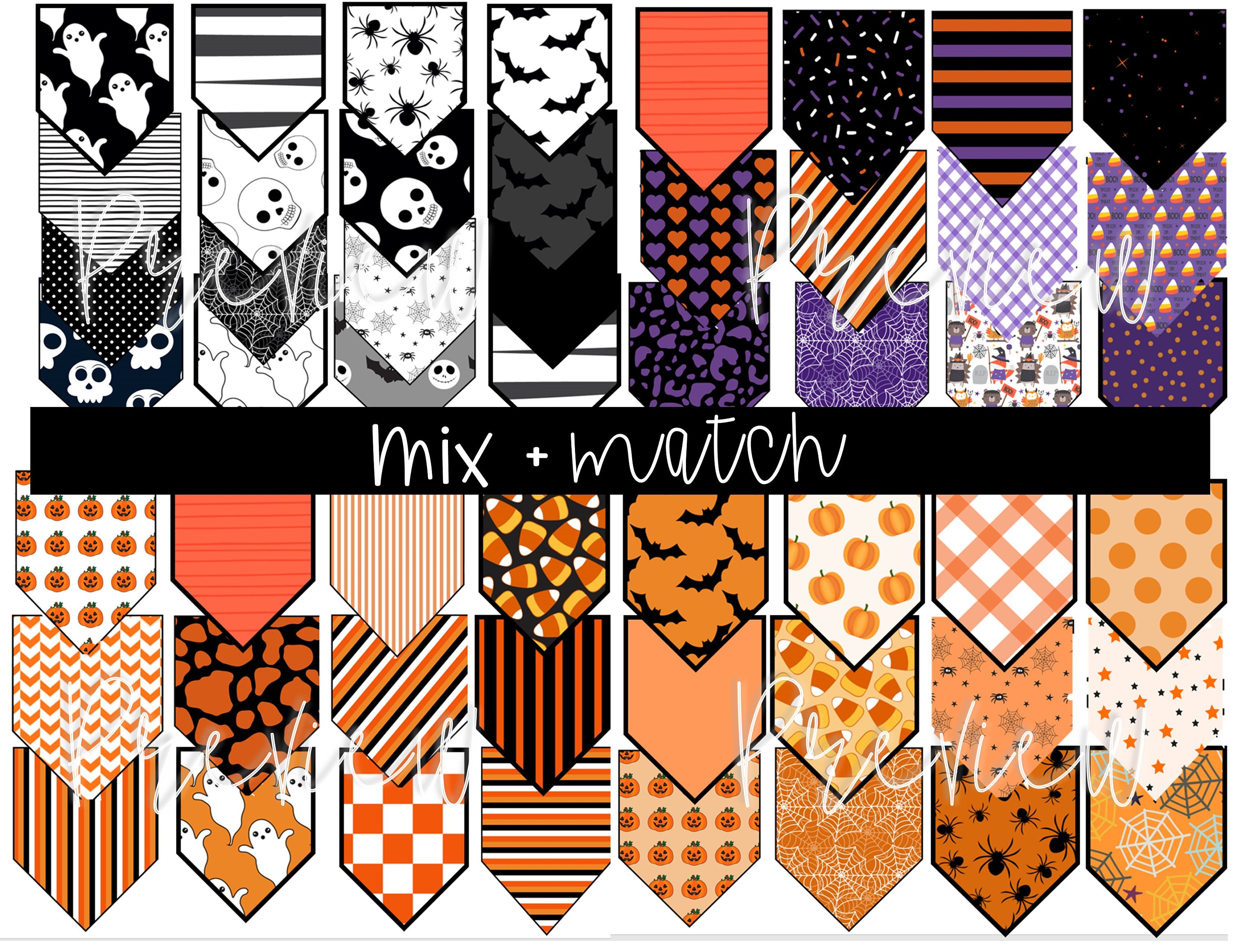 50+ Halloween Pennant Designs, Halloween Party Bunting Banner, Instant ...