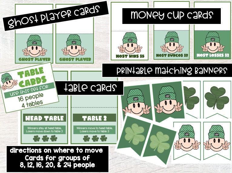 March Bunco, Lucky Bunco, Bunco Cards, St. Patrick's Bunco, Spring ...