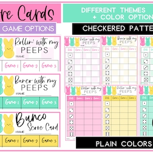 Spring Bunco, Rollin' With My Peeps Bunco, Bunco Cards, Easter Bunco ...