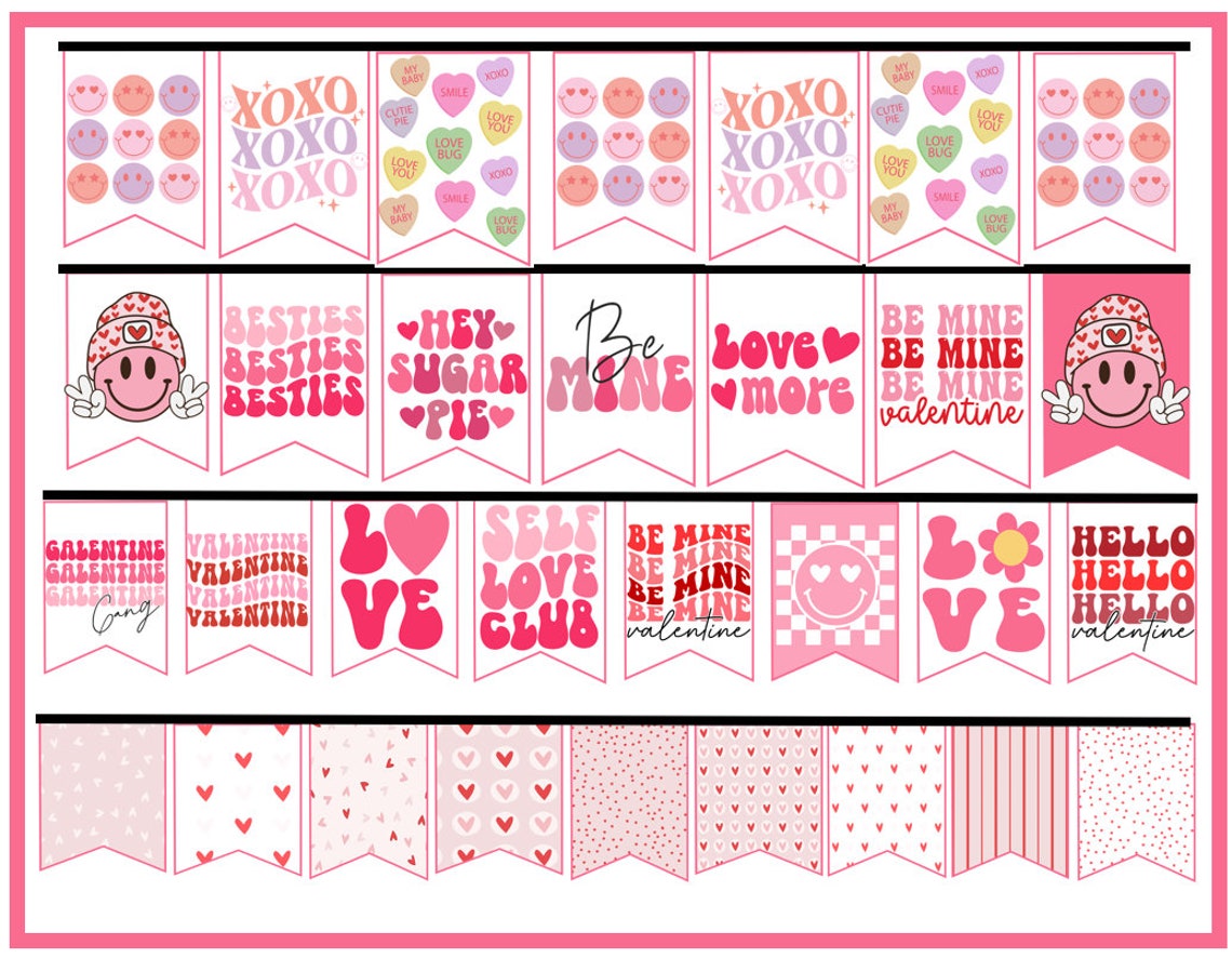 Pink Valentine's Day Banner, Happy Valentine's Day, Valentine Banner ...