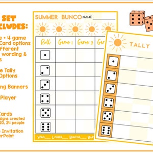 Summer BUNCO, Sunshine BUNCO, Bunco Night, Bunco Party, Summer Themed ...