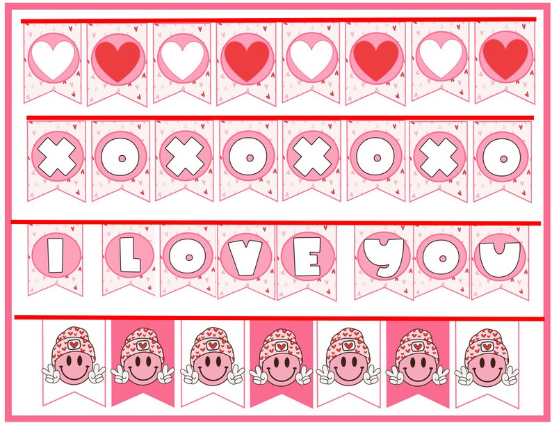 Pink Valentine's Day Banner, Happy Valentine's Day, Valentine Banner ...