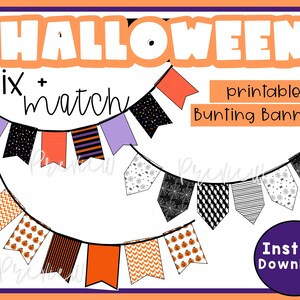 50+ Halloween Pennant Designs, Halloween Party Bunting Banner, Instant ...