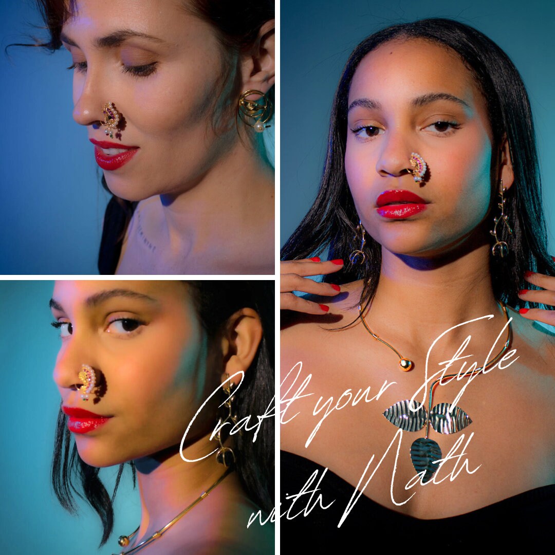 Diwali, Nose Ring, Nath , Non Piercing, Nose Cuff, Indian Wedding ...