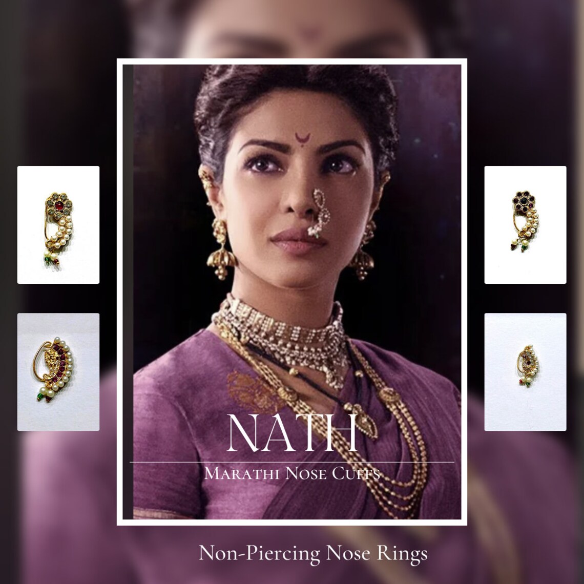Diwali, Nose Ring, Nath , Non Piercing, Nose Cuff, Indian Wedding ...