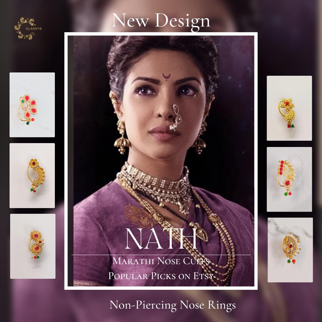 Marathi Nath Nose Cuff, Indian Non Piercing Nose Ring - Etsy