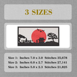 Japanese Landscape Machine Embroidery Design (PES, DST, JEF) - 3 Sizes ...