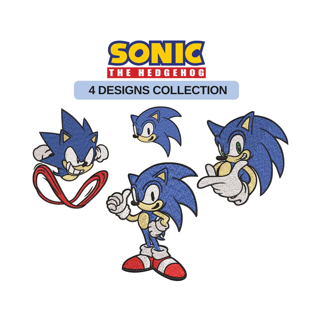 Sonic the Hedgehog Machine Embroidery Designs Collection 4 Designs 8 ...