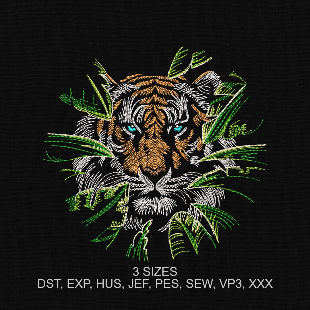 Tiger Embroidery Design: Jungle Animal Art (3 Sizes) (digital ...