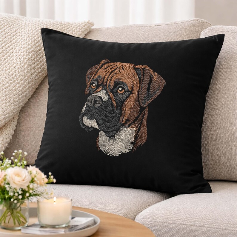 Boxer Dog Embroidery Design – Realistic Pet Portrait, 6 Sizes, Instant ...