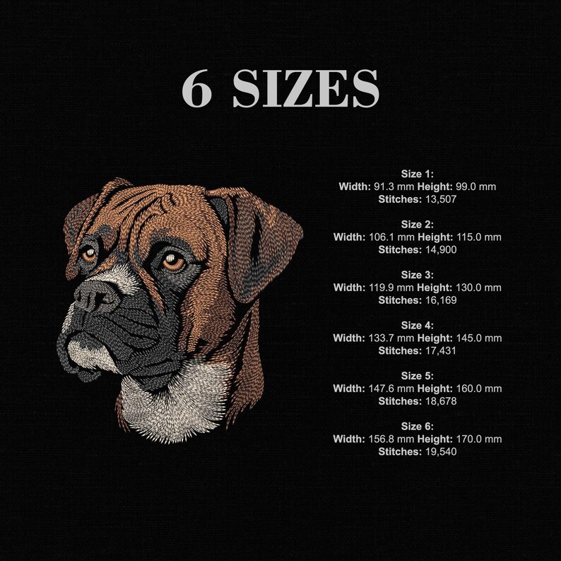 Boxer Dog Embroidery Design – Realistic Pet Portrait, 6 Sizes, Instant ...